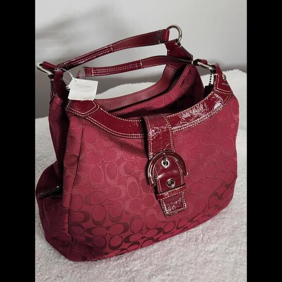 Bags | New With Tag Coach Madison Wine Color Signature Bag | Poshmark